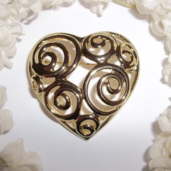 Fashion Jewelry | Jewelry | Preowned Brooch Gold Brooch Heart Brooch ...